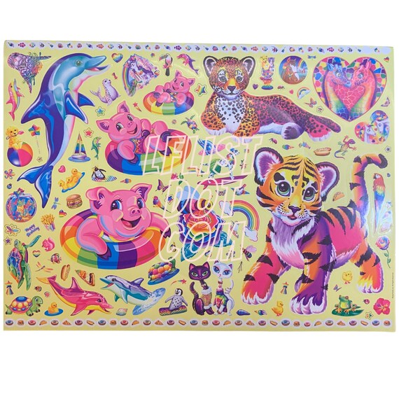 TOTALLY GIANT Full Vintage Lisa Frank Multicharacter STICKER | Etsy