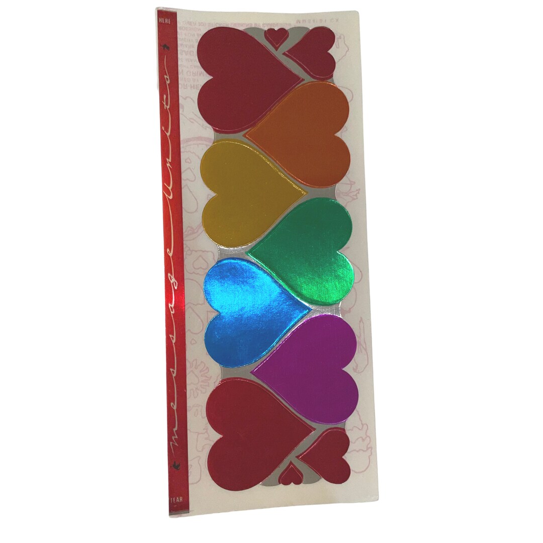 Vintage Cardesign Rainbow Hearts FOILED Sticker Strip - Etsy