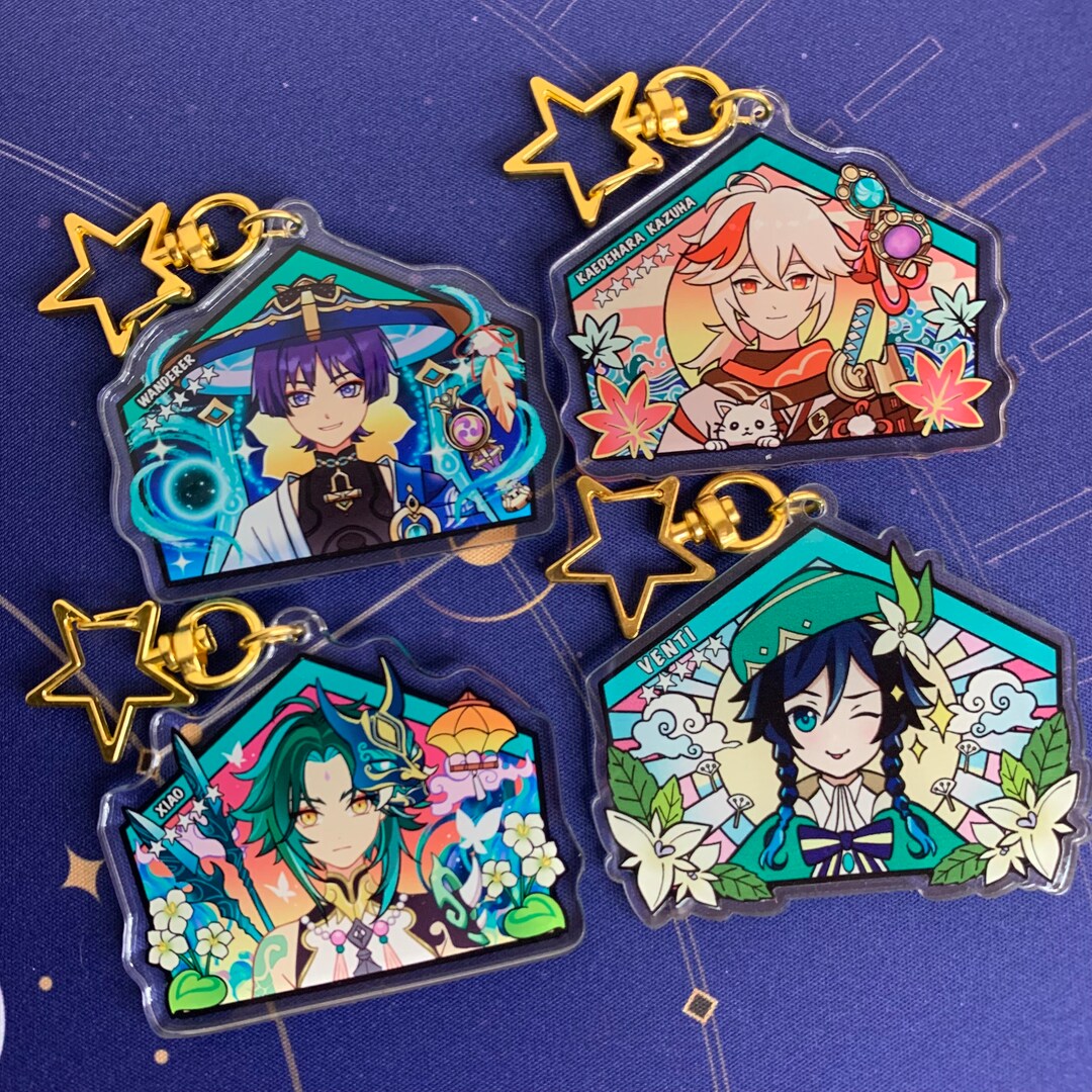 Genshin Impact Ema Acrylic Charms Anemo Boys Venti Xiao - Etsy