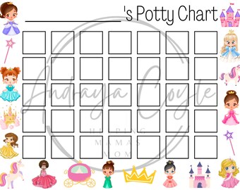 Printable Potty Training Chart Princess Tiara Fairytale Sticker Game ...