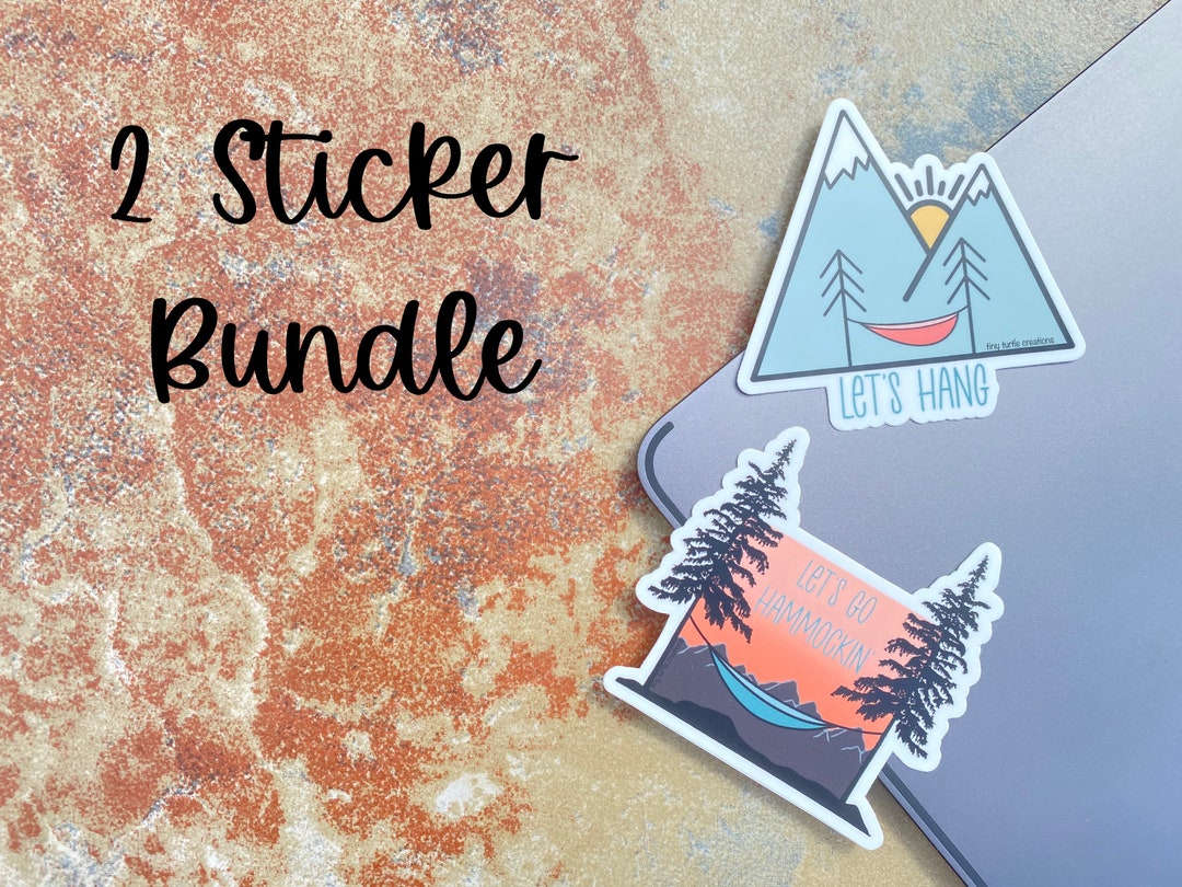 Let's Hammock Sticker Bundle, Hammock Sticker, Mountain Sticker, Smiley ...
