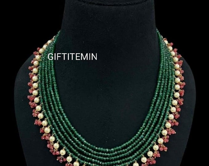 24k Gold Plated Ball Chain Rani Haar Set - Etsy