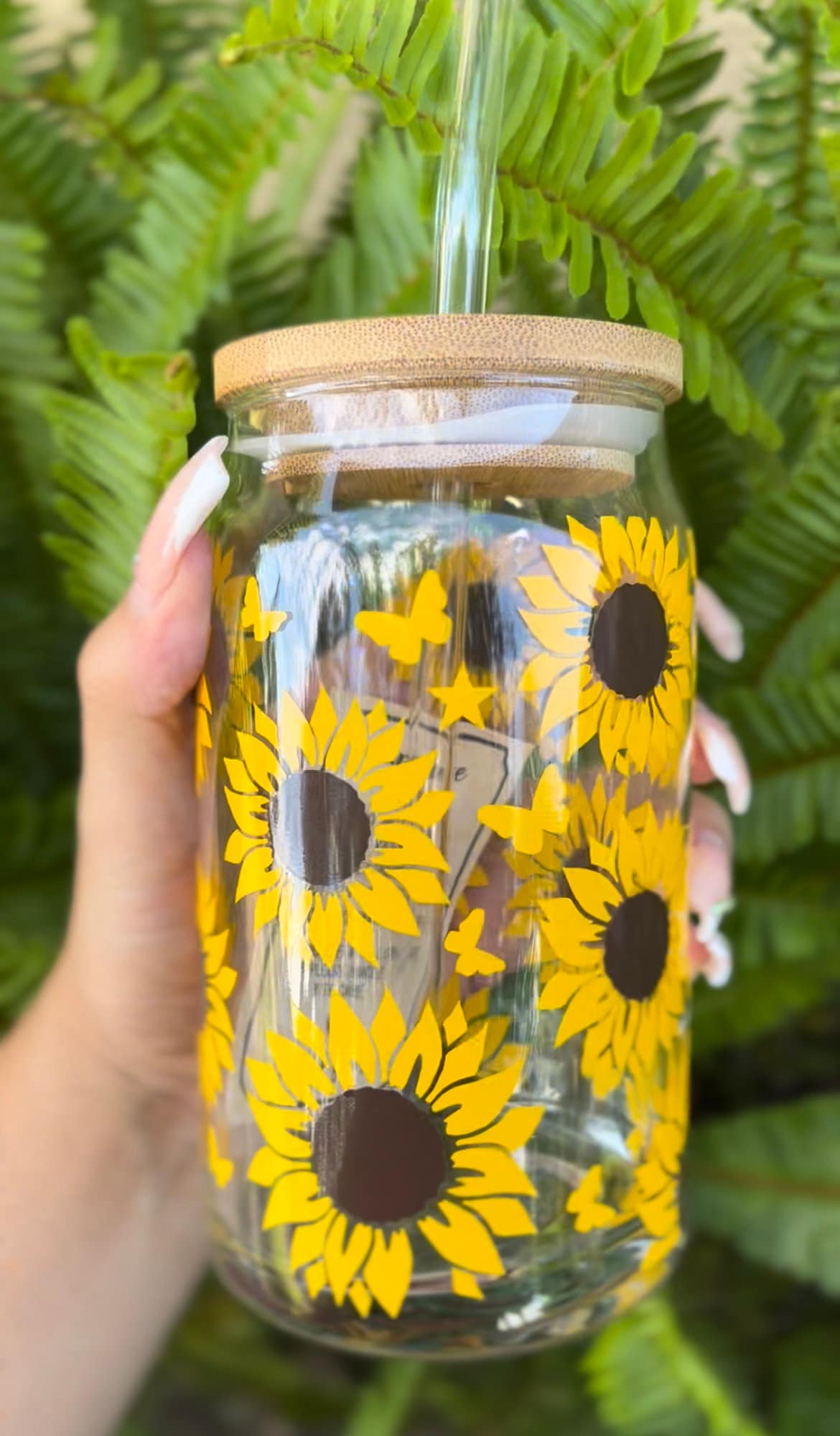 Sunflower Glass Can - Etsy