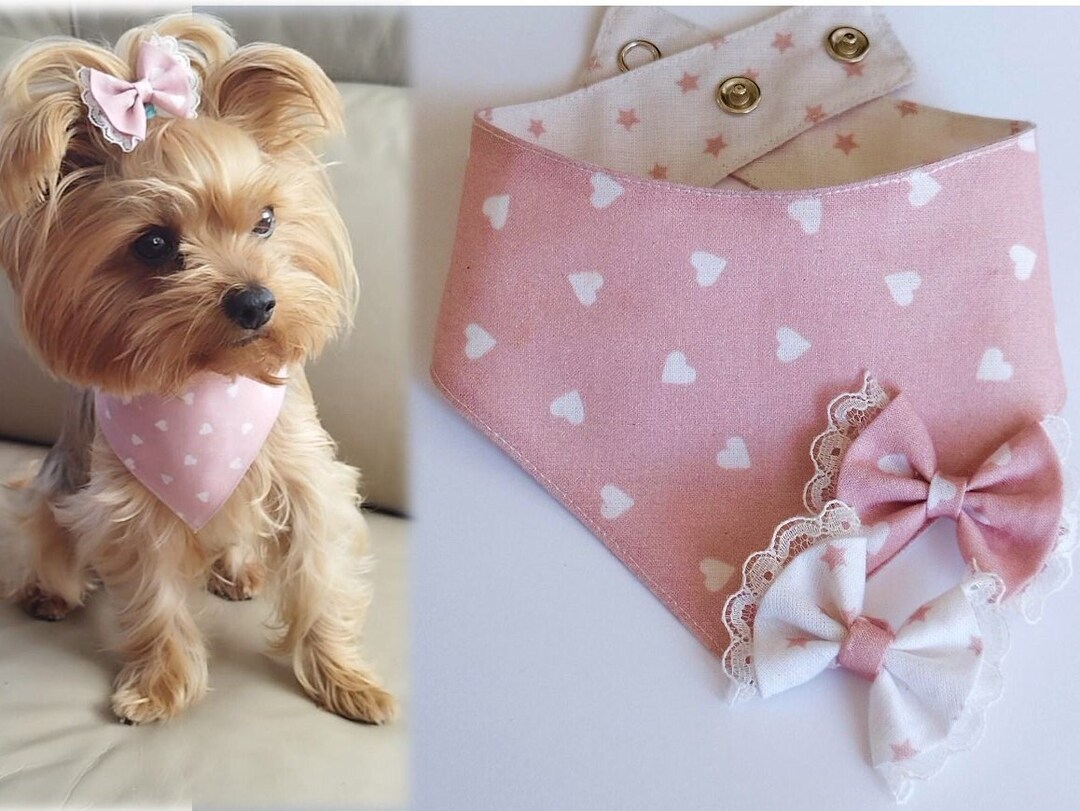 Dog Hair Bows, Yorkie Bandana Und Bow, Reversible Bandana With Curved ...