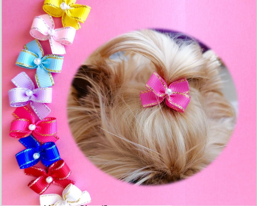 Tiny Dog Bow, Pack 2, 3, 4 or 6 Bows, Dog Hair Bow, Top Knot for Puppy ...