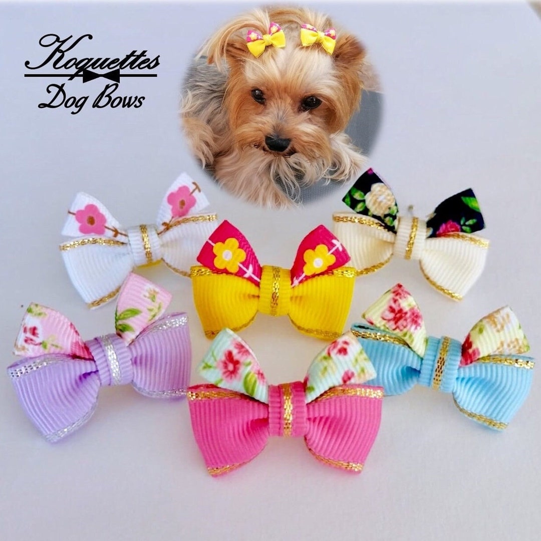 Puppy Bows, Tiny Bow for Puppy, Mini Dog Hair Bows, Small Dog Hair Bow ...
