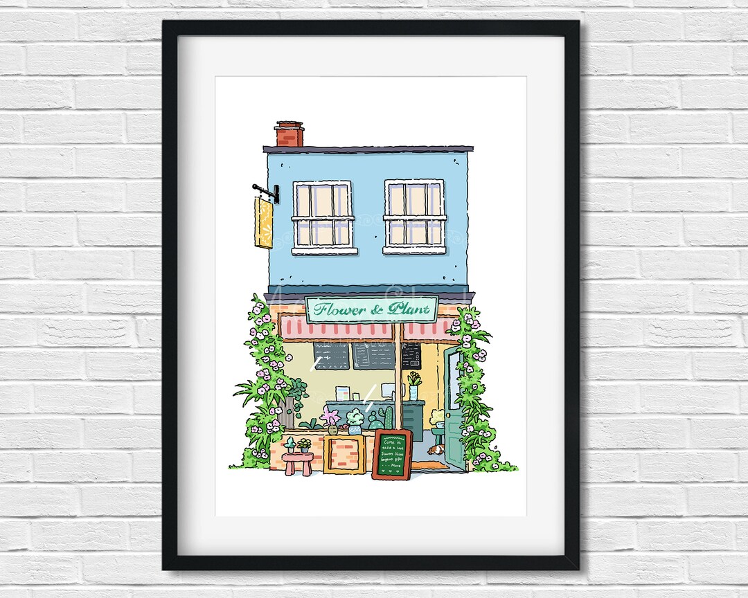 Floral Shop,flower Storefront,plant Shop,greenery,art Print,hand ...