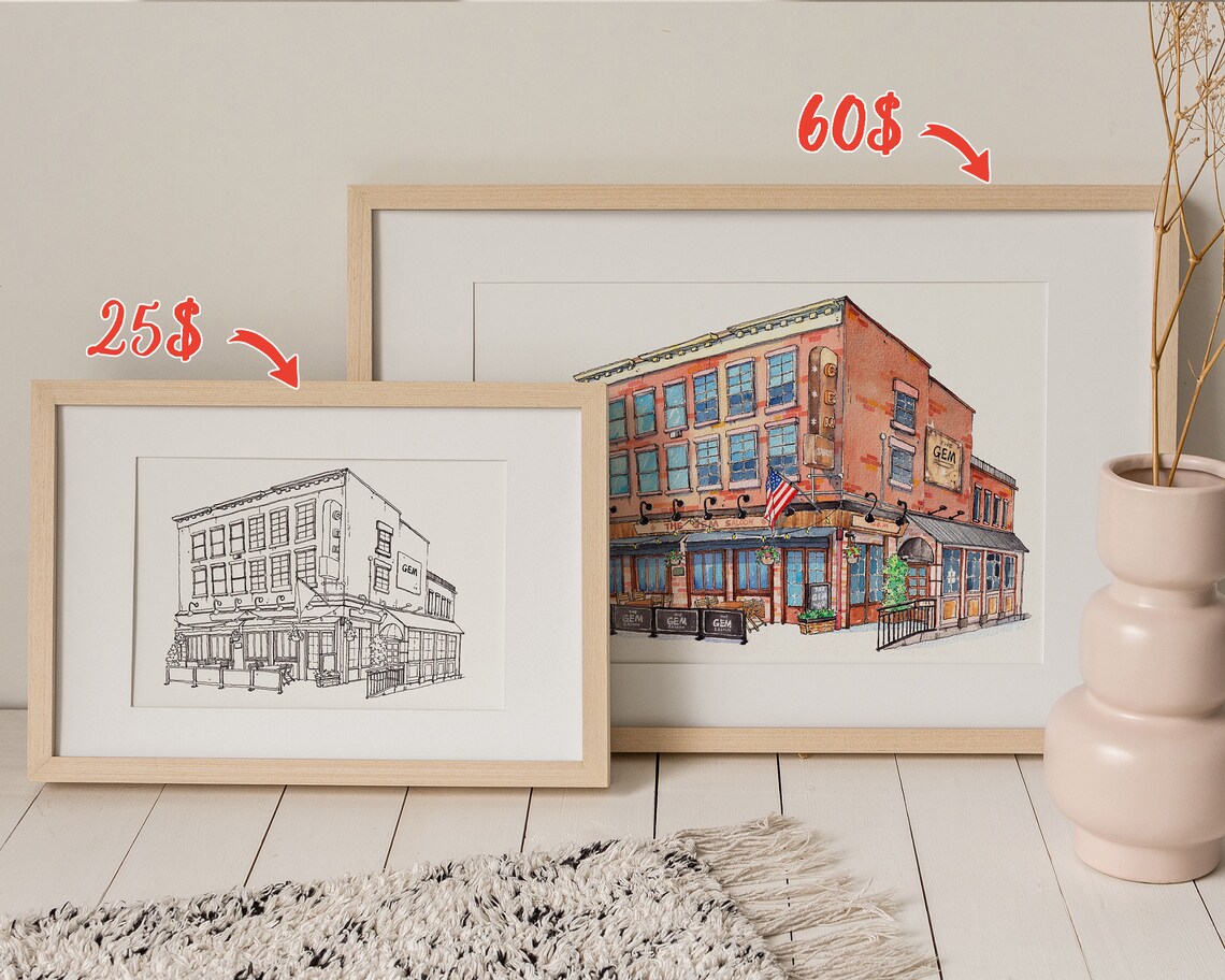 Custom Storefront Watercolor Illustrationbusiness - Etsy