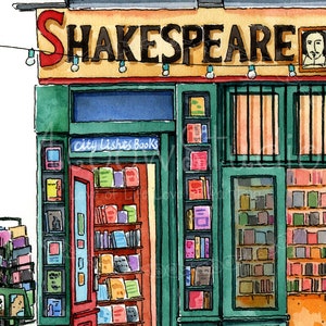Shakespeare and Company,historic Landmark,paris Bookstore,watercolor ...