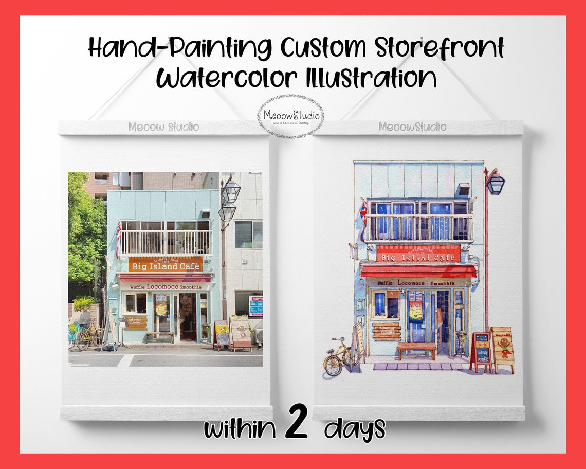 Custom Storefront Watercolor Illustrationbusiness - Etsy