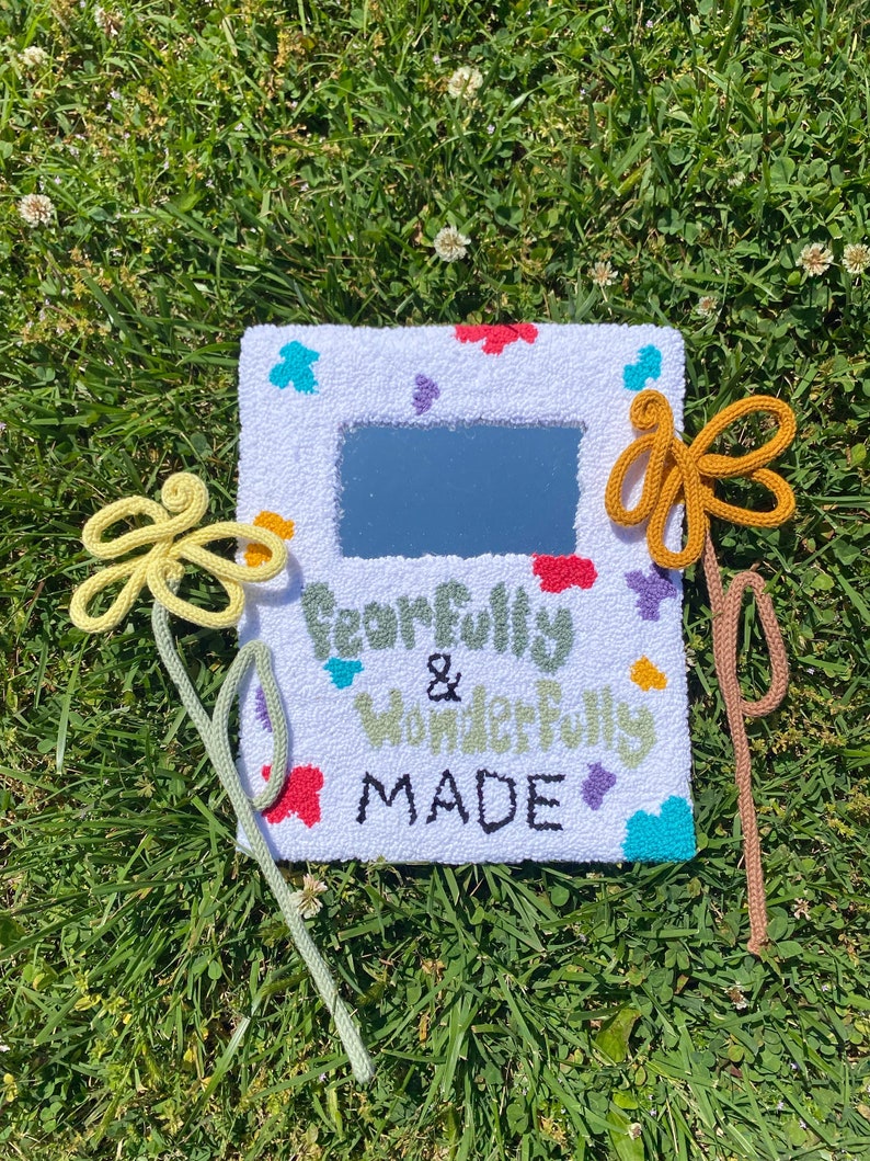 Fearfully and Wonderfully Made Punch Needle Mirror, Christian Wall ...