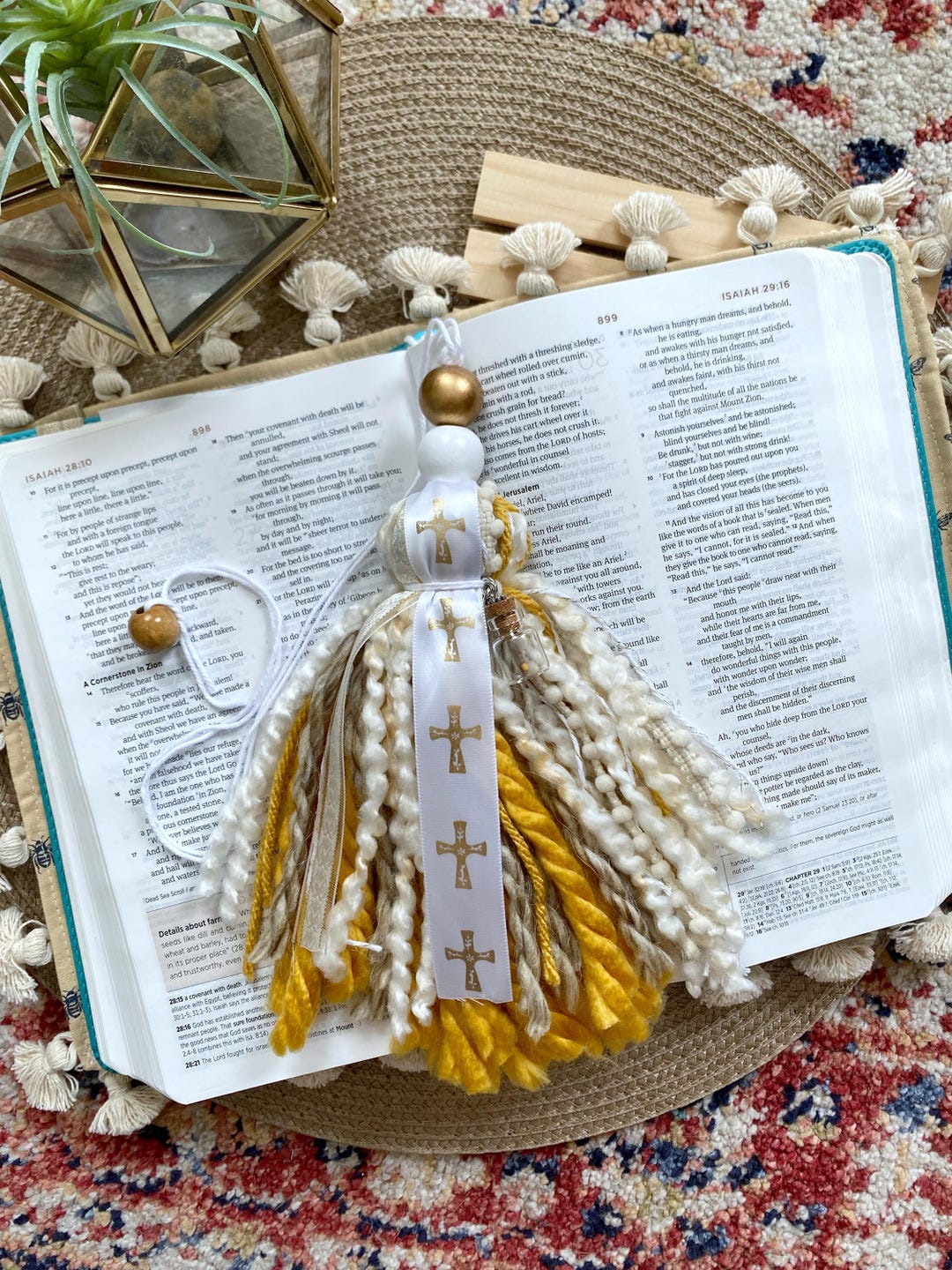 Bible Tassel, White and Gold Bible Tassels, Faith of a Mustard Seed ...