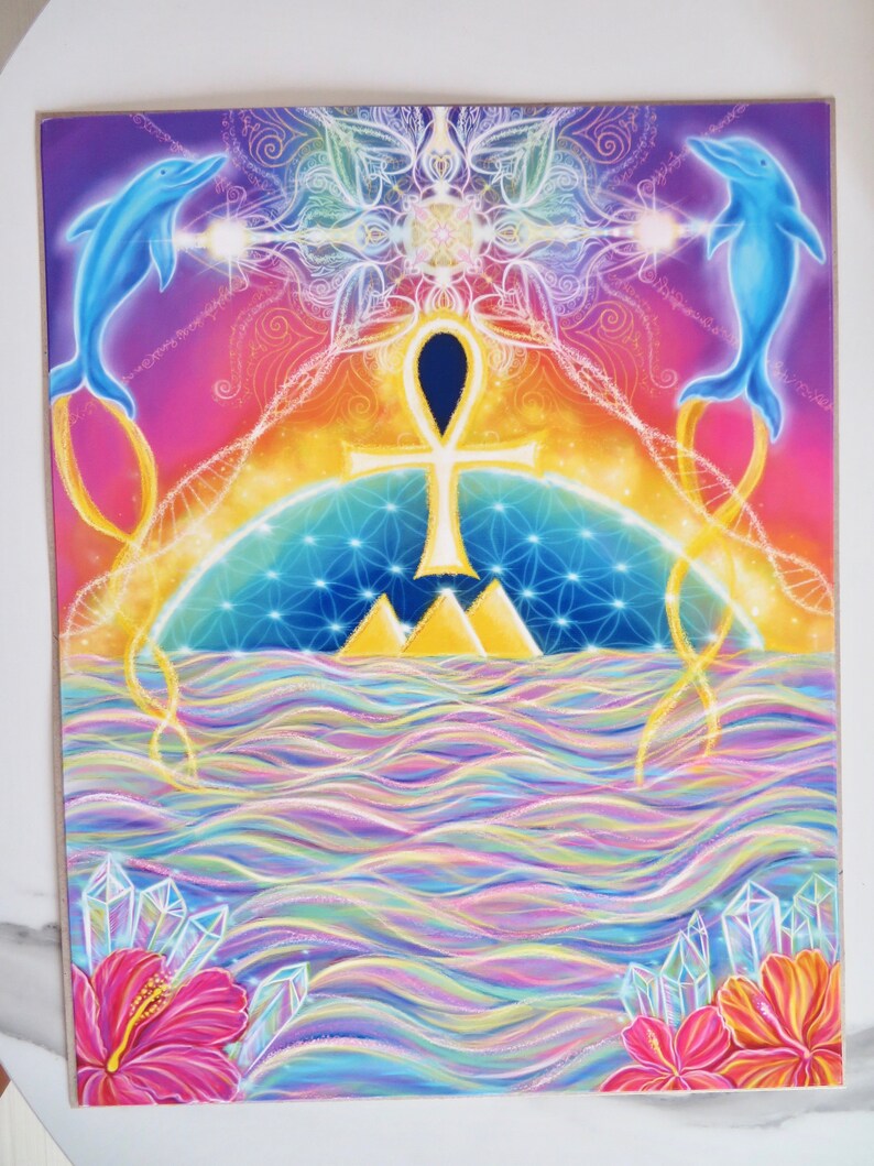 Golden Wavelengths Giclee Art Print Lemuria Dolphin Spiritual Art ...