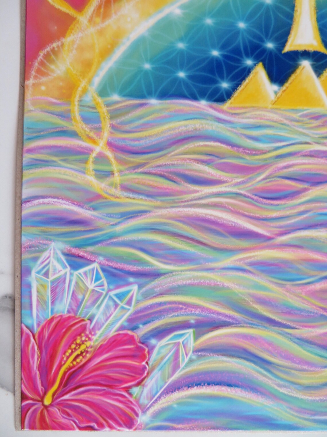 Golden Wavelengths Giclee Art Print Lemuria Dolphin Spiritual Art ...