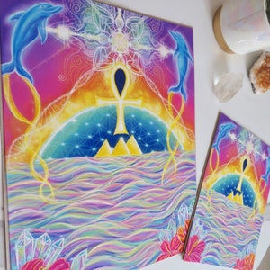 Golden Wavelengths Giclee Art Print Lemuria Dolphin Spiritual Art ...