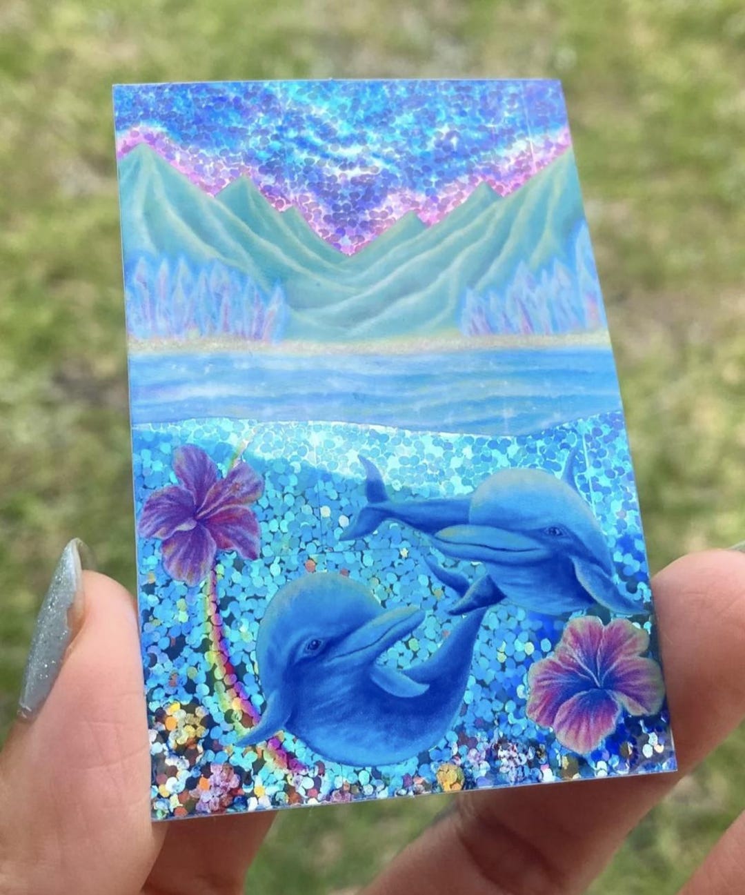 Glitter Dolphin Sticker | Sparkly Underwater Dolphins Ocean Art ...