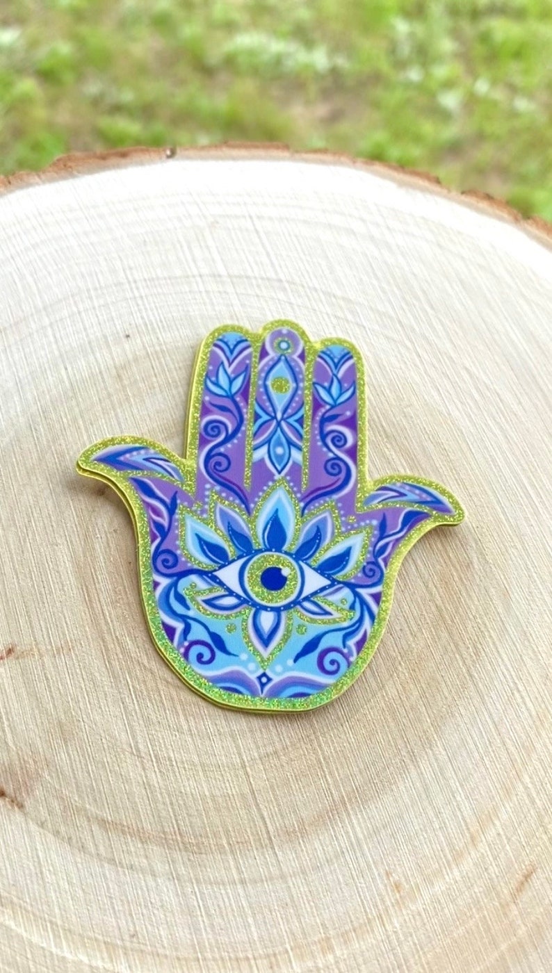 Glitter Hamsa Sticker | Gold Hand of Fatima Laptop Decal, Gold Sparkle ...