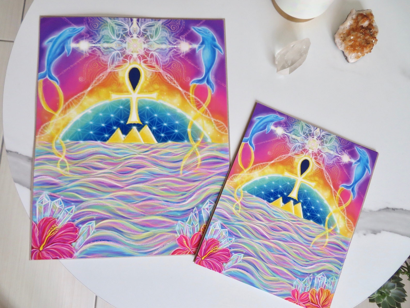 Golden Wavelengths Giclee Art Print Lemuria Dolphin Spiritual Art ...