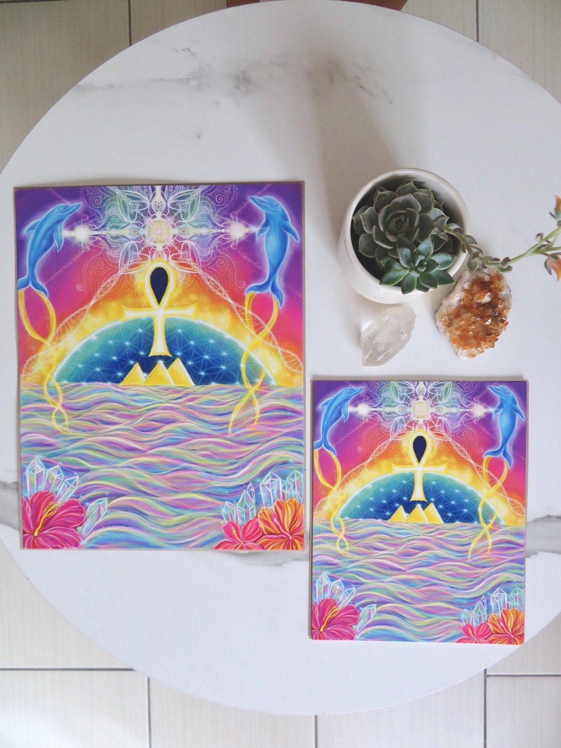 Golden Wavelengths Giclee Art Print Lemuria Dolphin Spiritual Art ...