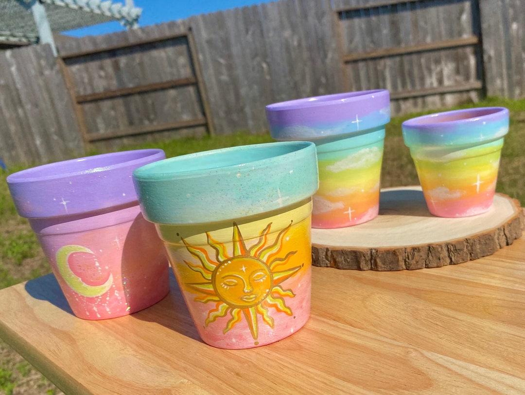 Celestial Plant Pot | Hand Painted Plant Pot for Succulents, Painted ...