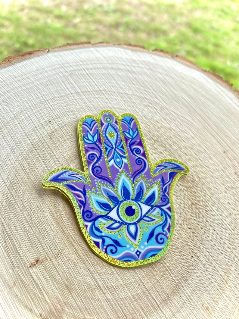Glitter Hamsa Palm Sticker | Gold Hamsa Eye Protection Sticker ...