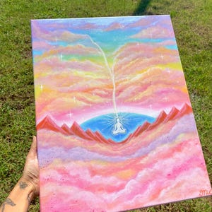 Akasha Original Painting Rainbow Clouds Waterfall in Sky Art ...