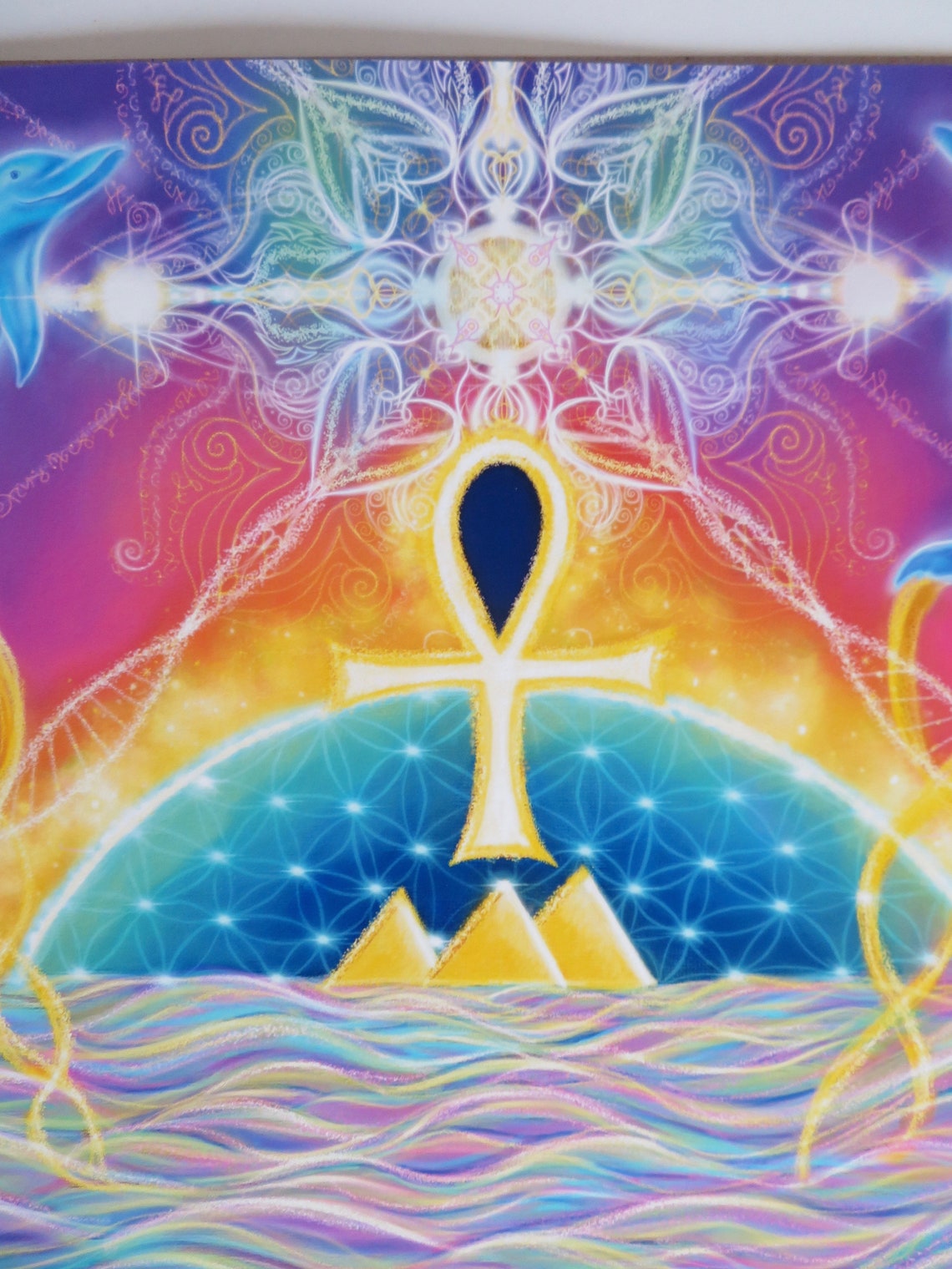 Golden Wavelengths Giclee Art Print Lemuria Dolphin Spiritual Art ...