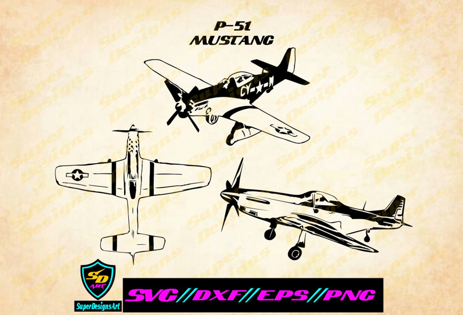P-51 Mustang Svg, WW2 Plane Svg, Military Aircraft Svg, Plane Svg, Dxf ...