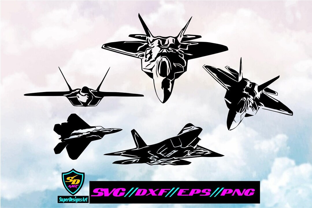 F-22 Raptor Fighter Jet Svg, Military Air Craft Svg, Military Plane Svg ...