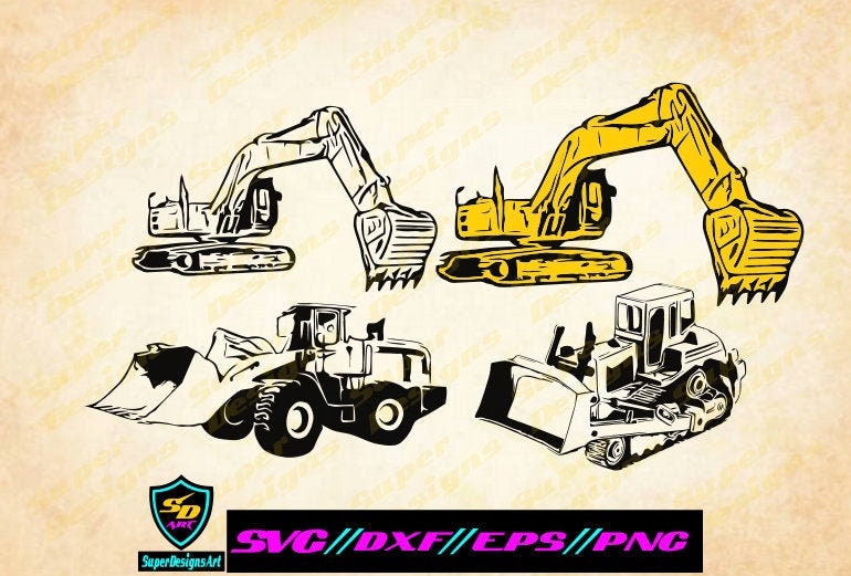 Excavator Svg Bulldozer Svg Wheel Loader Svg Dxf Eps Png - Etsy