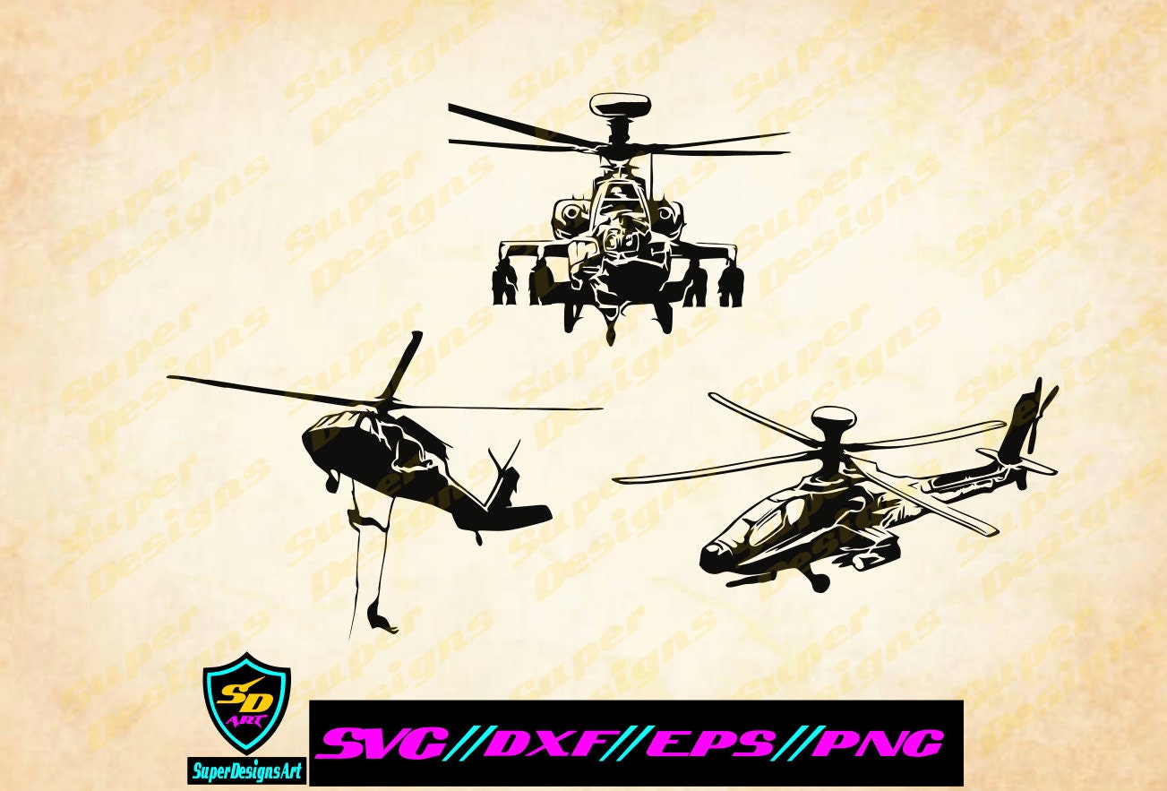 Apache Helicopter Svg Military Helicopter Svg Helicopter - Etsy
