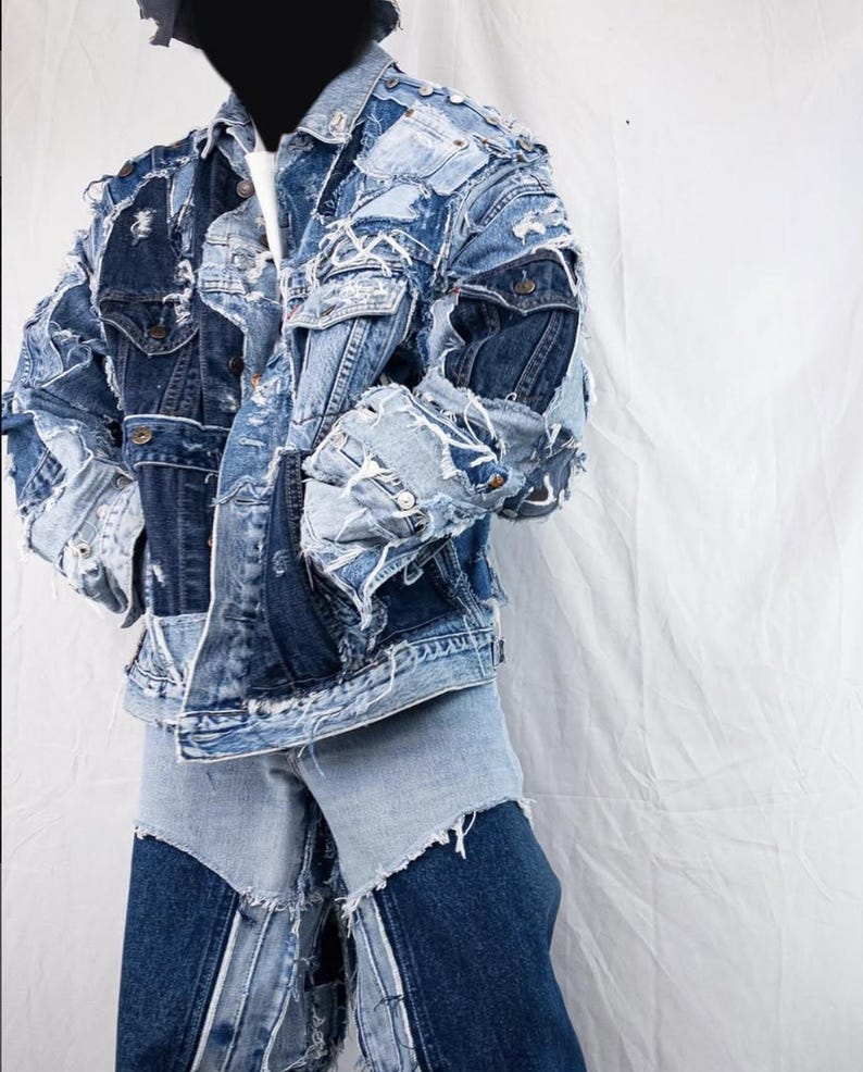 Patchwork Jacket Jeans Upcycling Denim Sustainable - Etsy