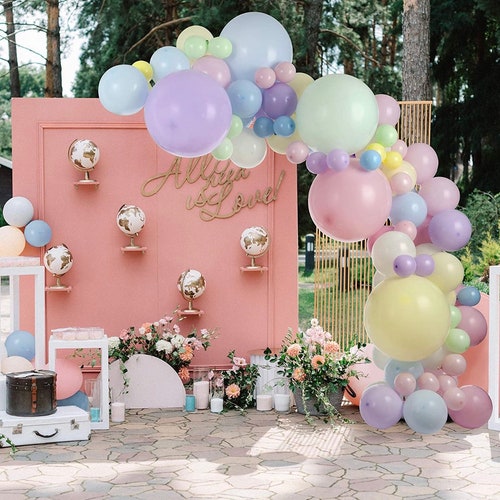 Pastel Rainbow Balloon Garland Kit Rainbow Balloon Arch Etsy