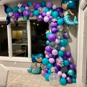 Mermaid Balloon Garland Arch Kit Purple and Turquoise Blue Balloons ...