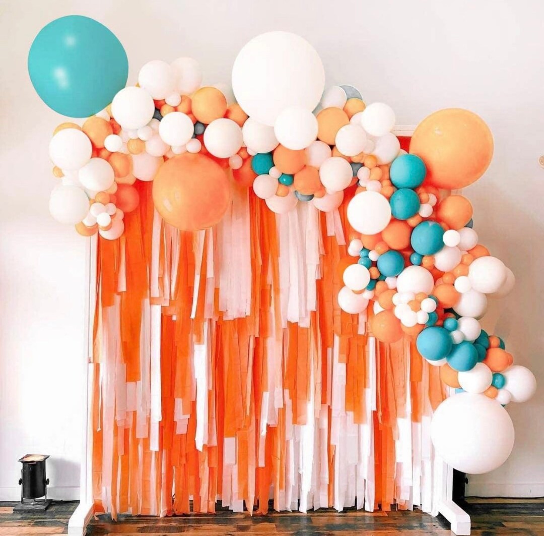 Orange and Turquoise Balloon Garland Arch Kit Turquoise Balloon Arch ...
