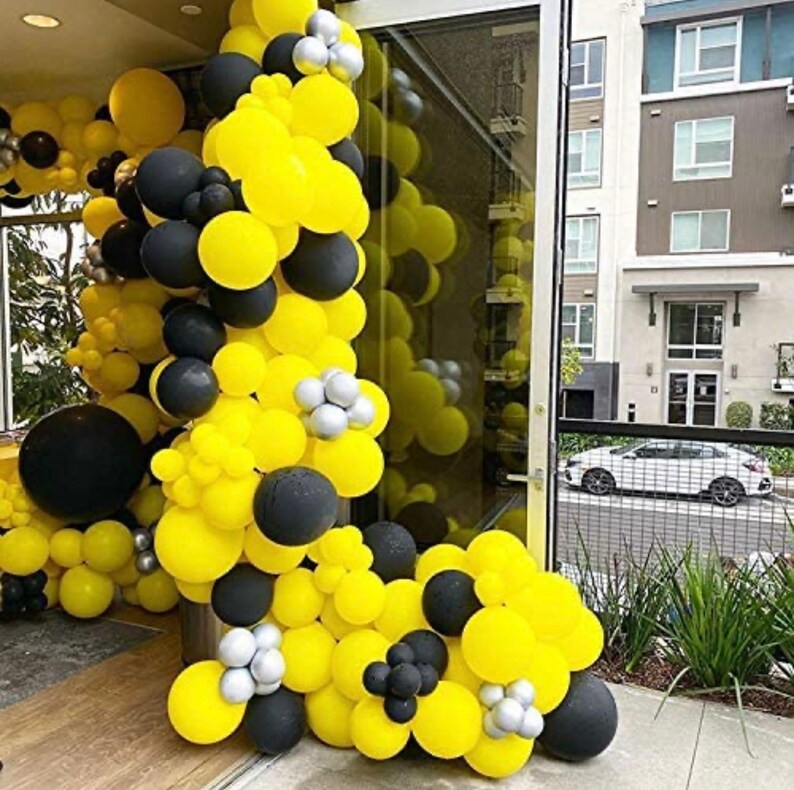 Bumble Bee Balloon Garland Arch Kit Black and Yellow Balloons Superhero ...