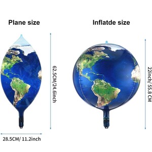 Earth Globe Balloon Sphere World Map 22 Inch Foil Balloons Planet 4D ...