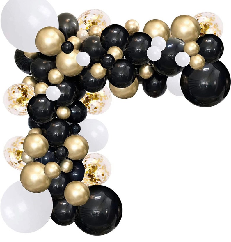 Graduation Balloon Garland Kit Black White Gold Anniversary or - Etsy