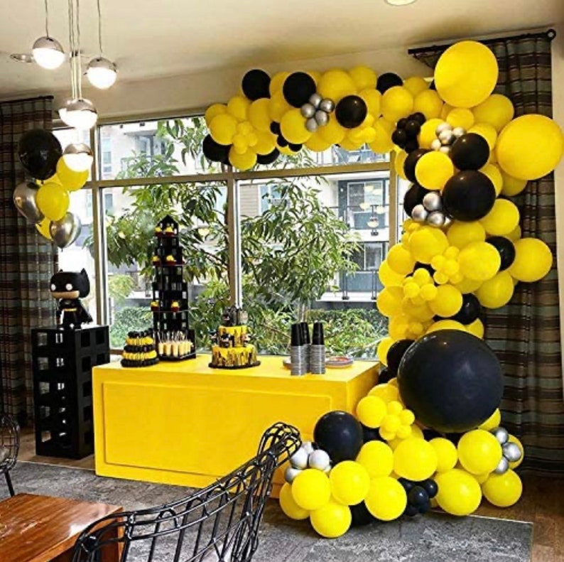Bumble Bee Balloon Garland Arch Kit Black and Yellow Balloons Superhero ...