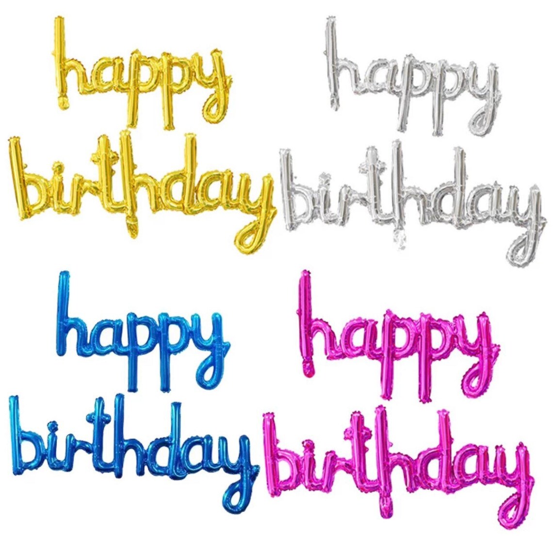 Happy Birthday Balloon Banner Script Cursive Balloon Letters - Etsy