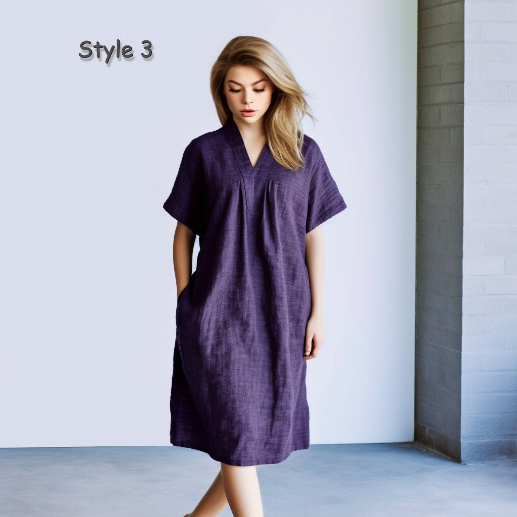 Stylish Linen Tunic Dress With Split Neck Embrace the Modern Summer ...