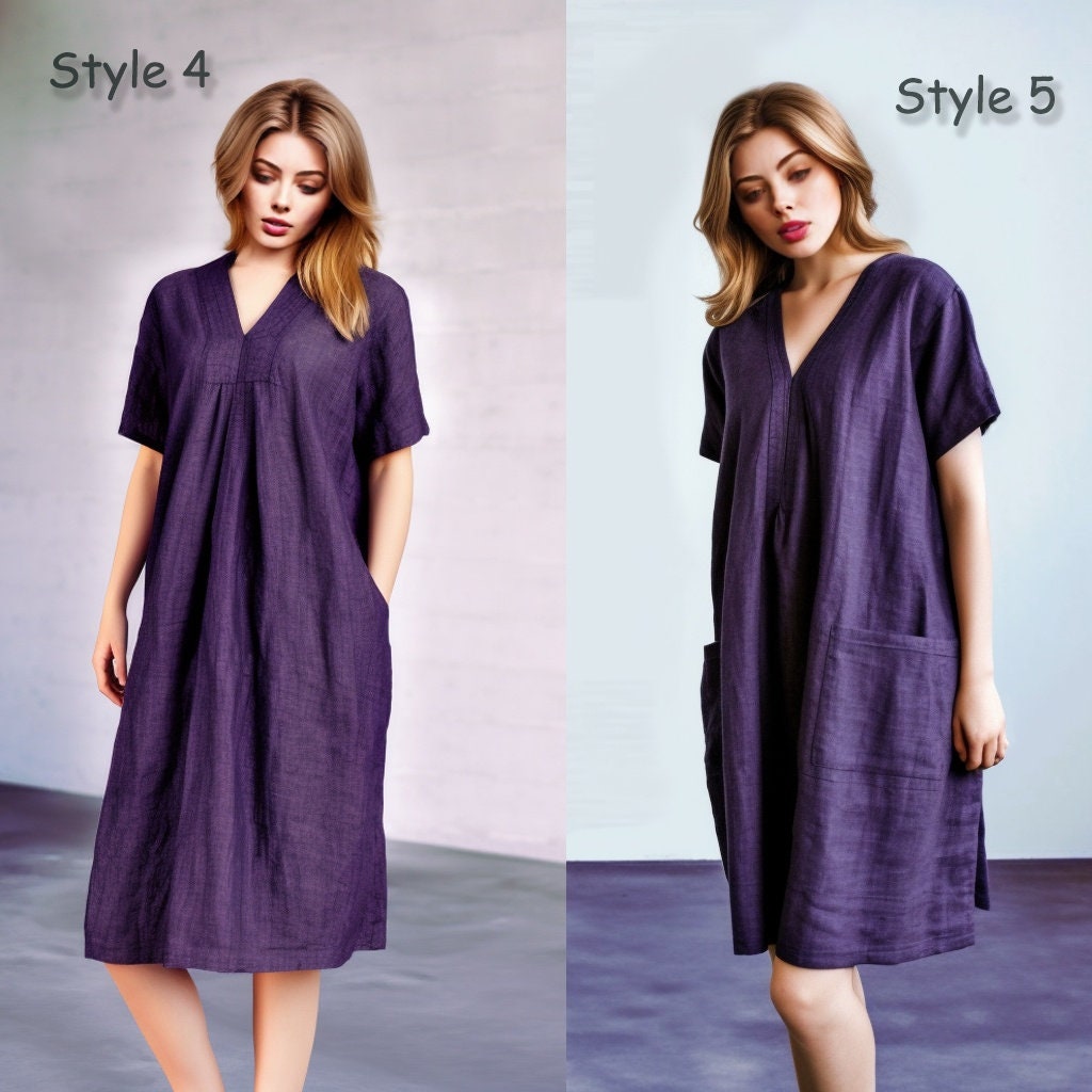 Stylish Linen Tunic Dress With Split Neck Embrace the Modern Summer ...