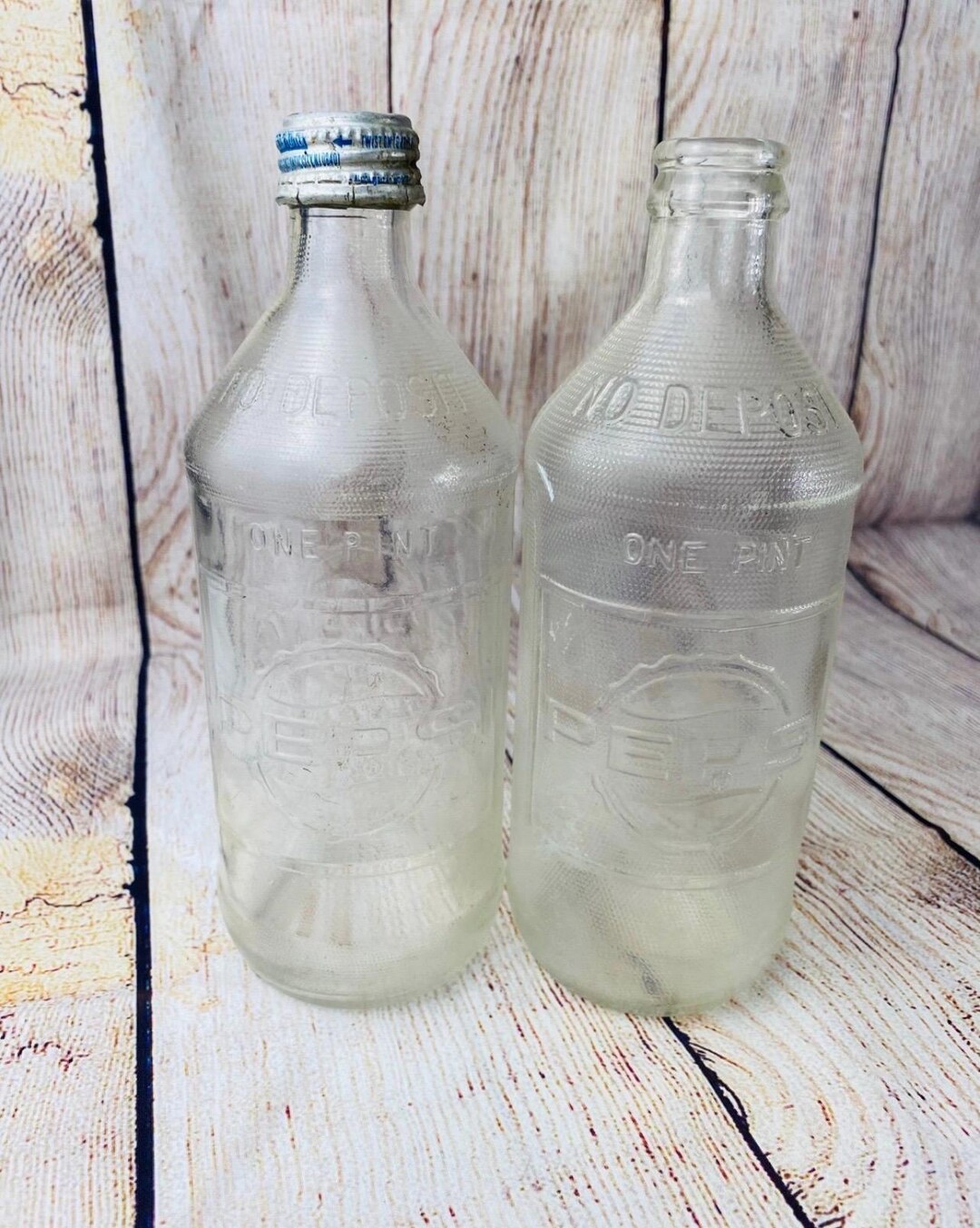 Lot of 2 Vintage 1960’s-70's Pepsi-cola Pint Clear Glass Soda Pop ...