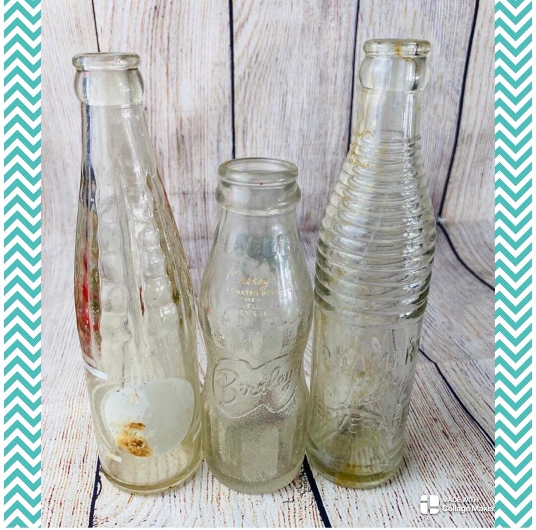 Lot 3 Vintage 1940's-50's Clear Glass Soda Pop Bottles Kramer's Bireley ...