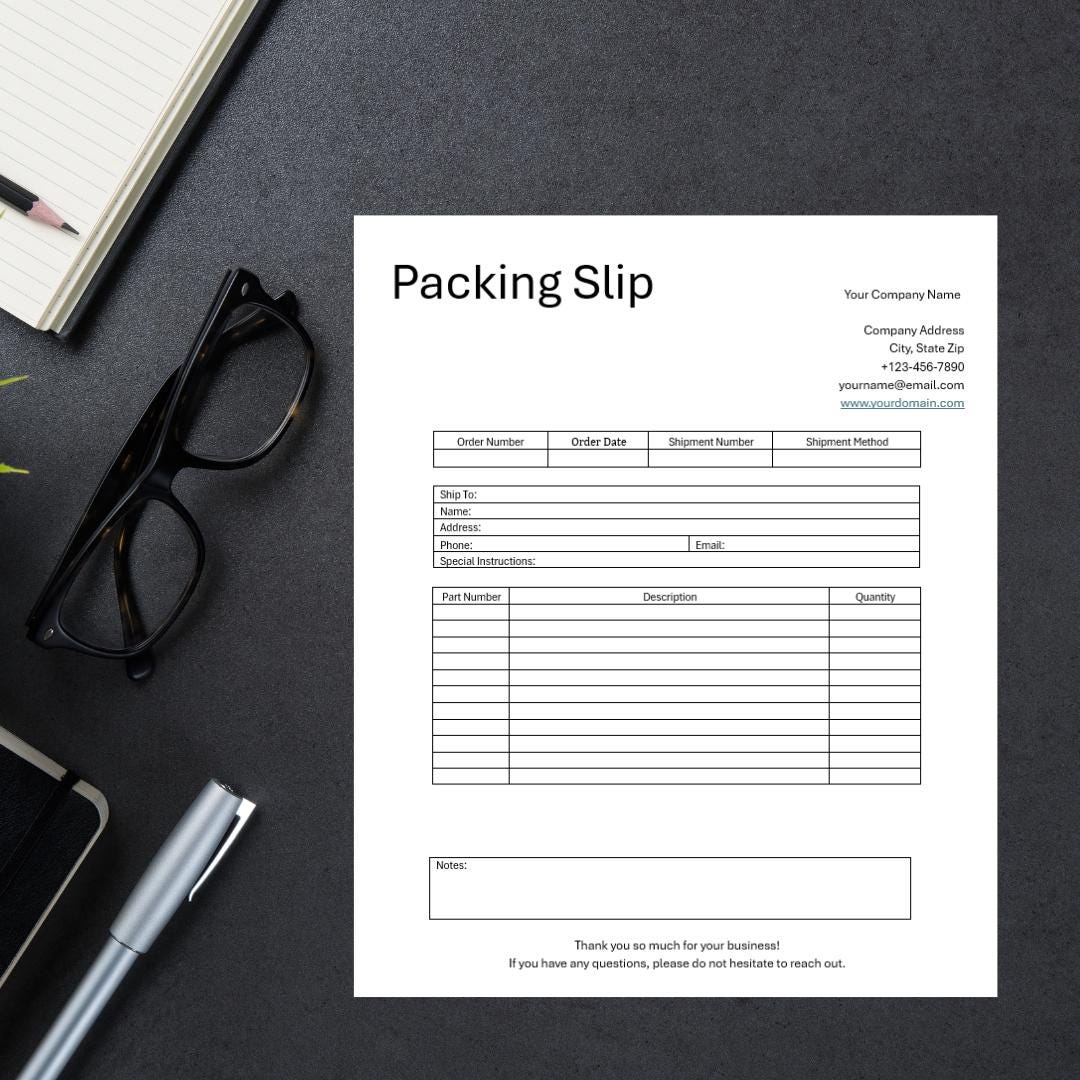 Packing Slip Template - Etsy