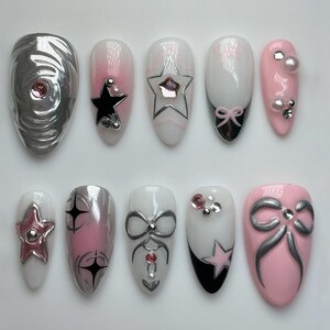 Pink Freestyle 3D Gel Nails: Trendy Press on Nails With - Etsy