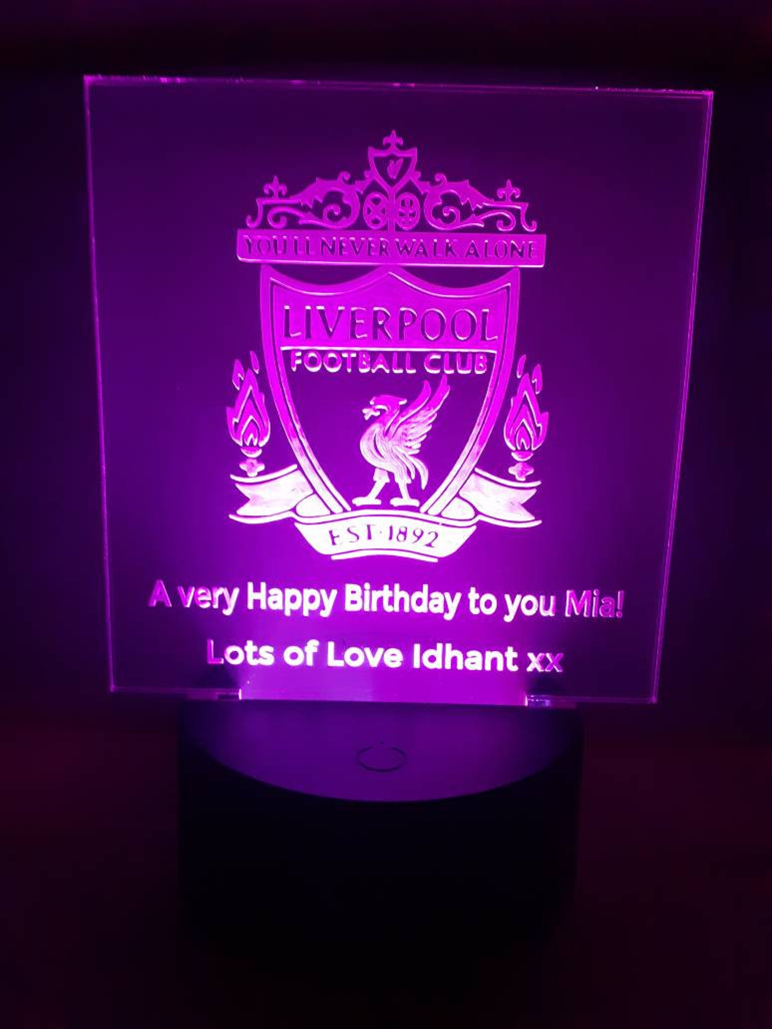 Personalised Liverpool football LED acrylic light | Etsy