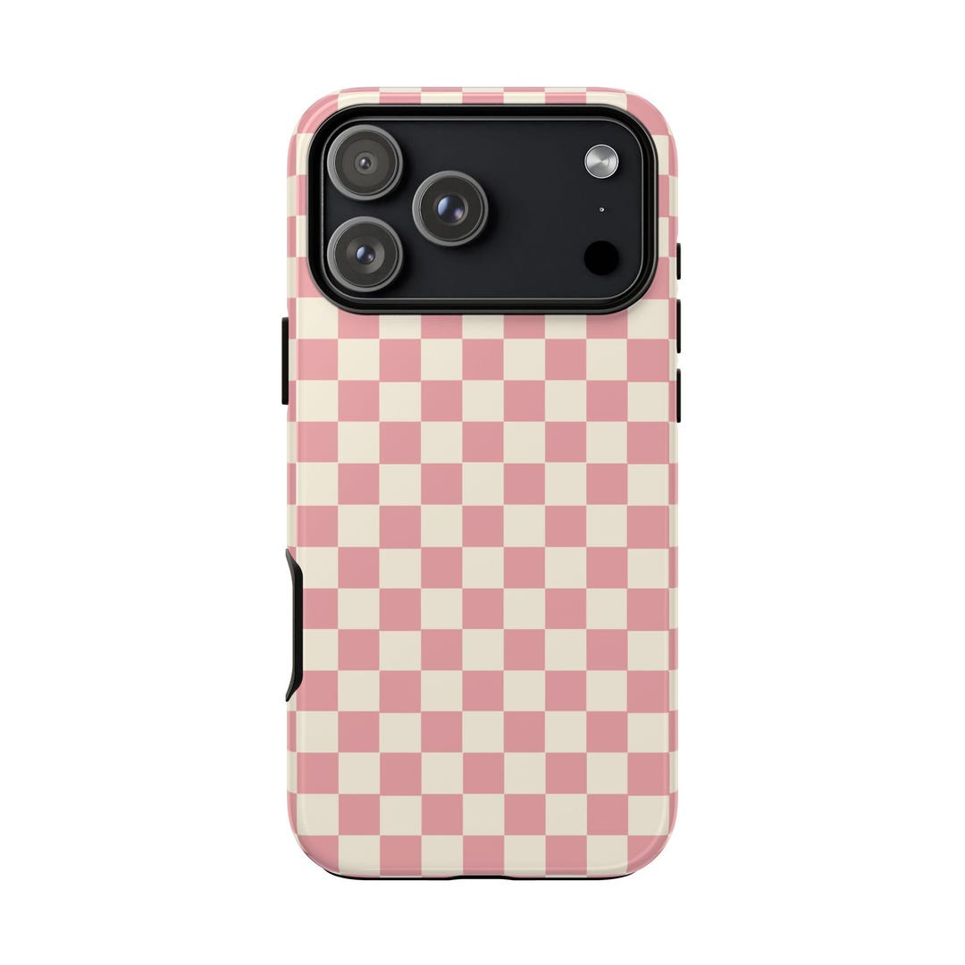 Pink - Cream Checkerboard Pattern Phone Case | Iphone, Samsung & Google ...