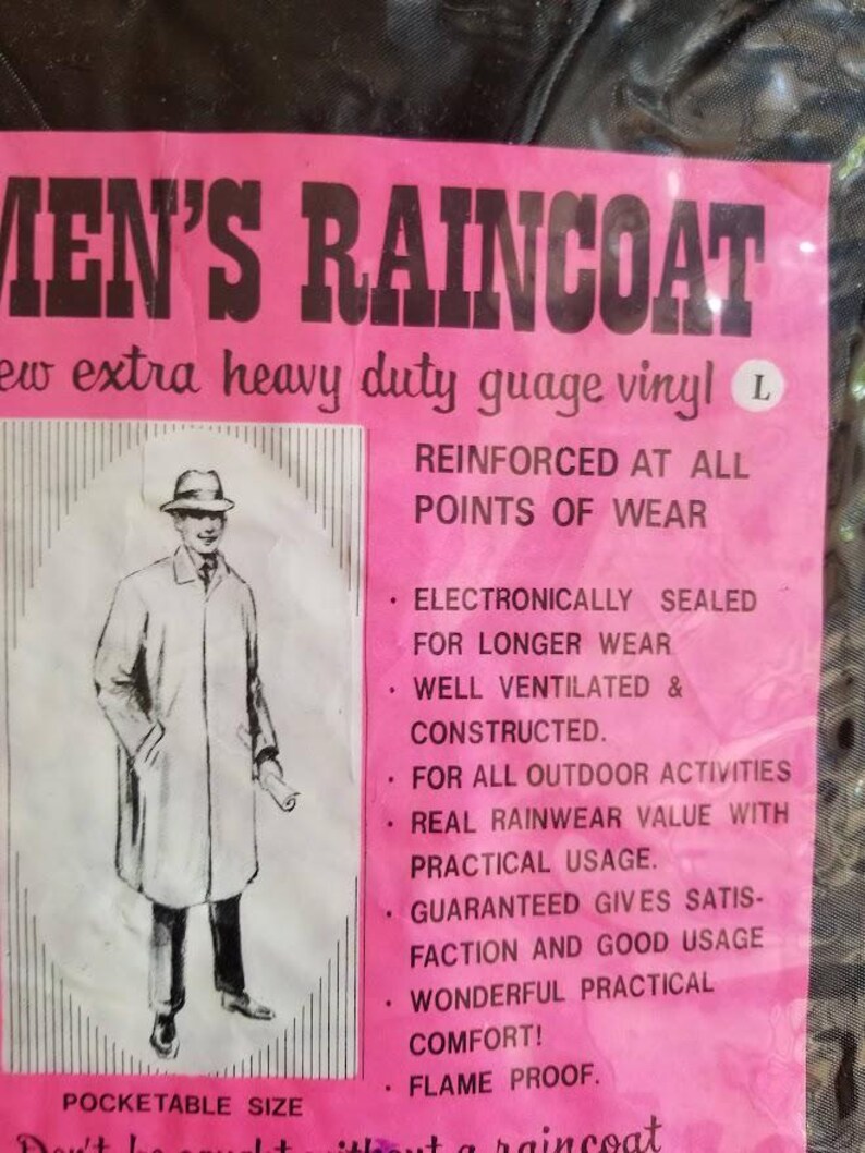 Vintage| Black Vintage Men's Raincoat Size L New in Packaging ...