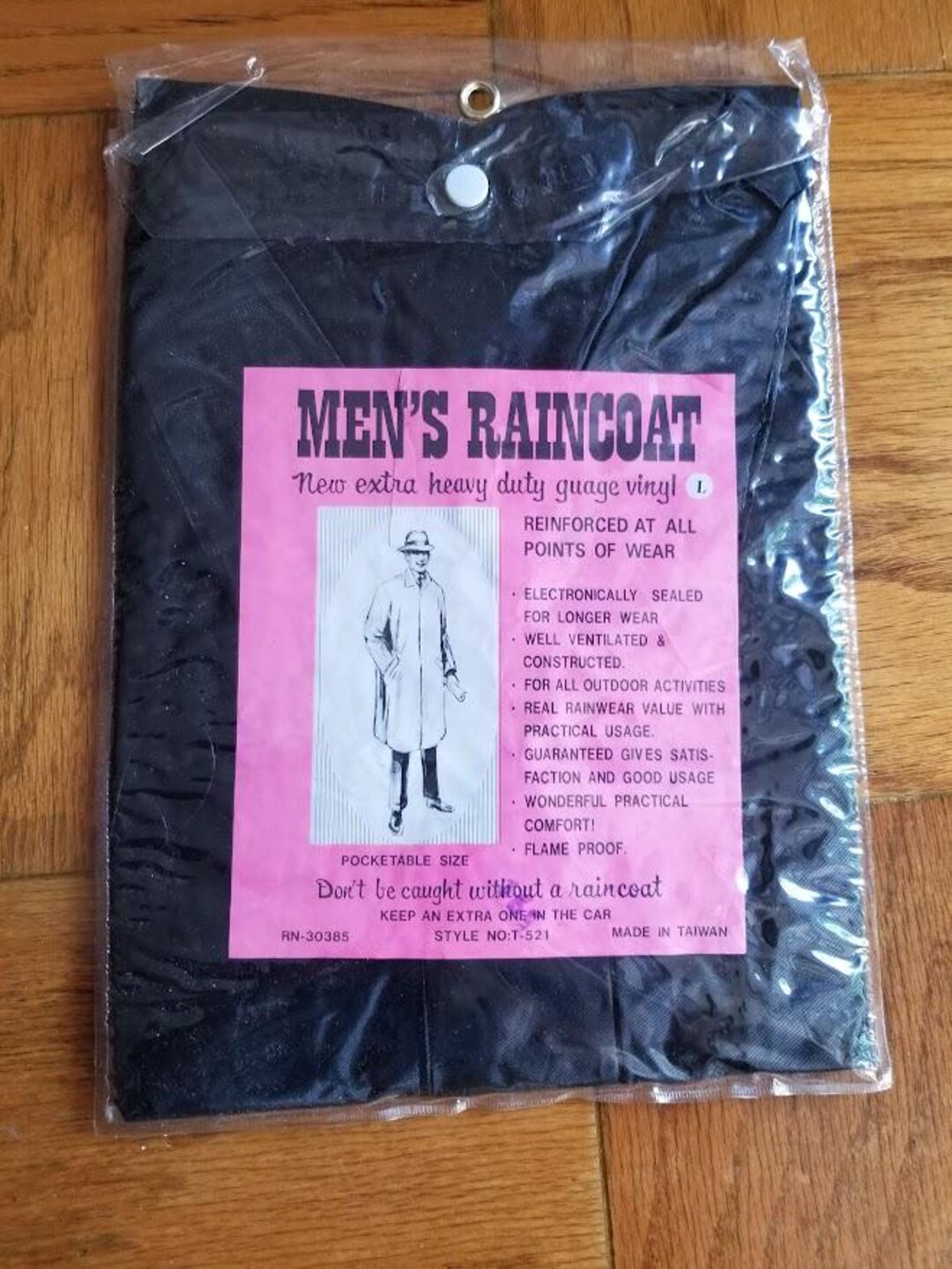 Vintage| Black Vintage Men's Raincoat Size L New in Packaging ...